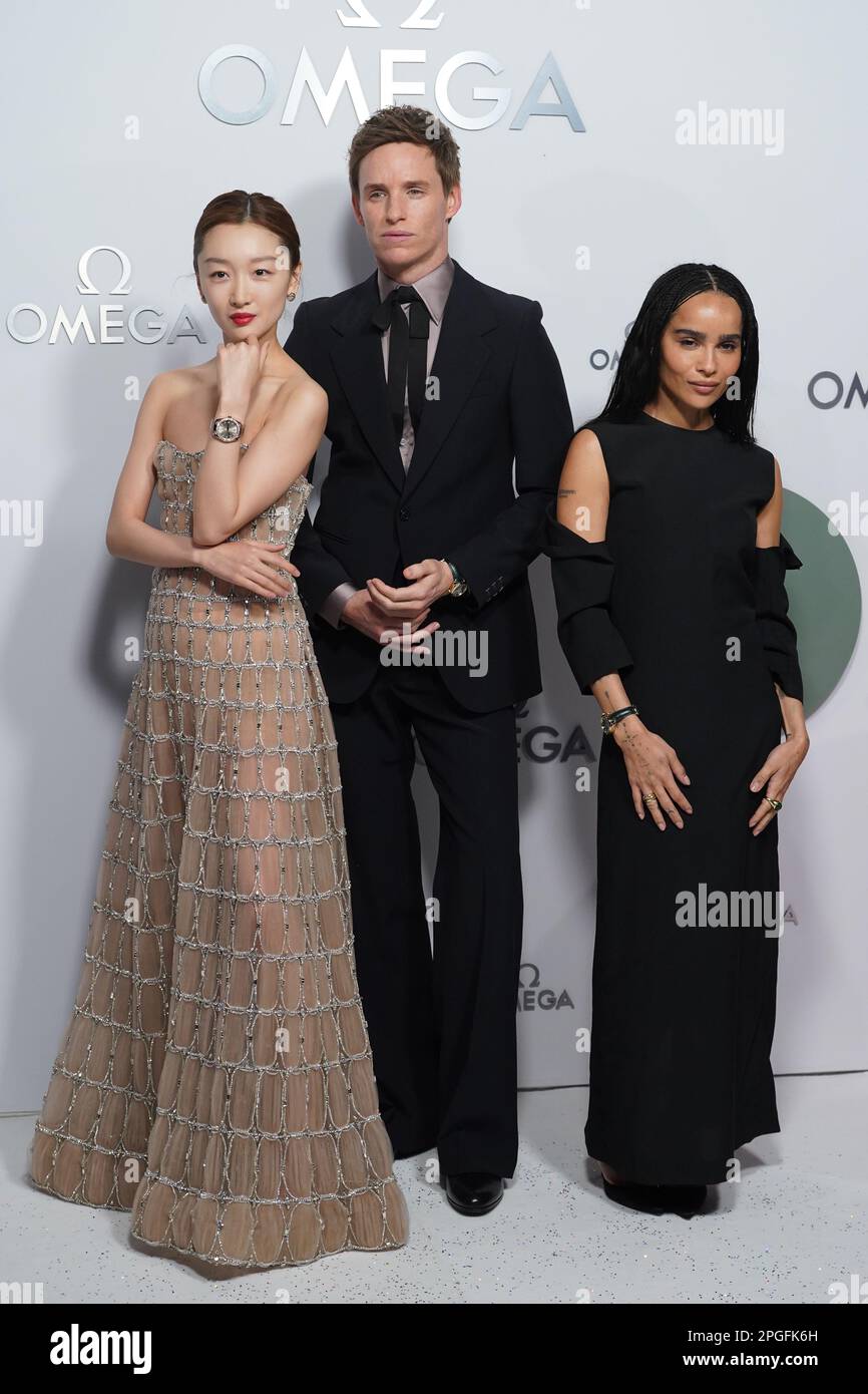 Zhou Dongyu, Eddie Redmayne, and Zoe Kravitz, attending the ...