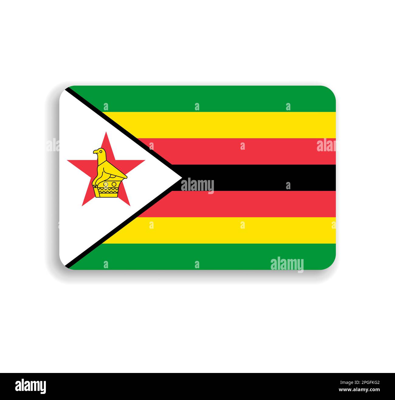 Zimbabwe flag - flat vector rectangle with rounded corners and dropped shadow Stock Vector Image ...