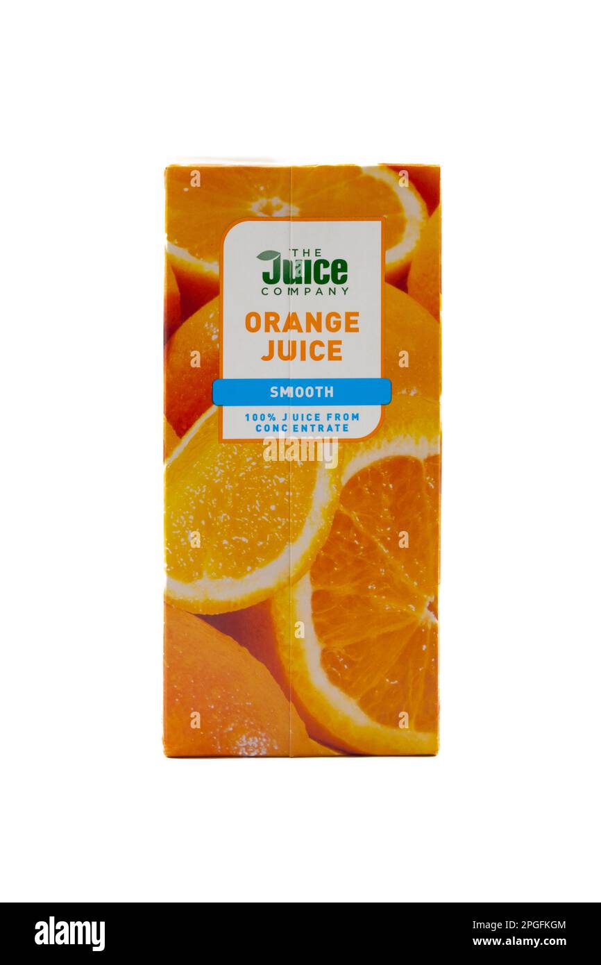 Irvine, Scotland, UK - February 02, 2023: Aldi branded orange juice in ...