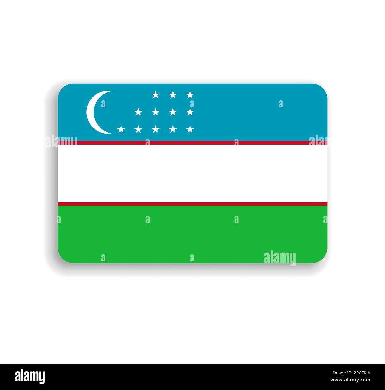 Uzbekistan flag - flat vector rectangle with rounded corners and dropped shadow Stock Vector ...