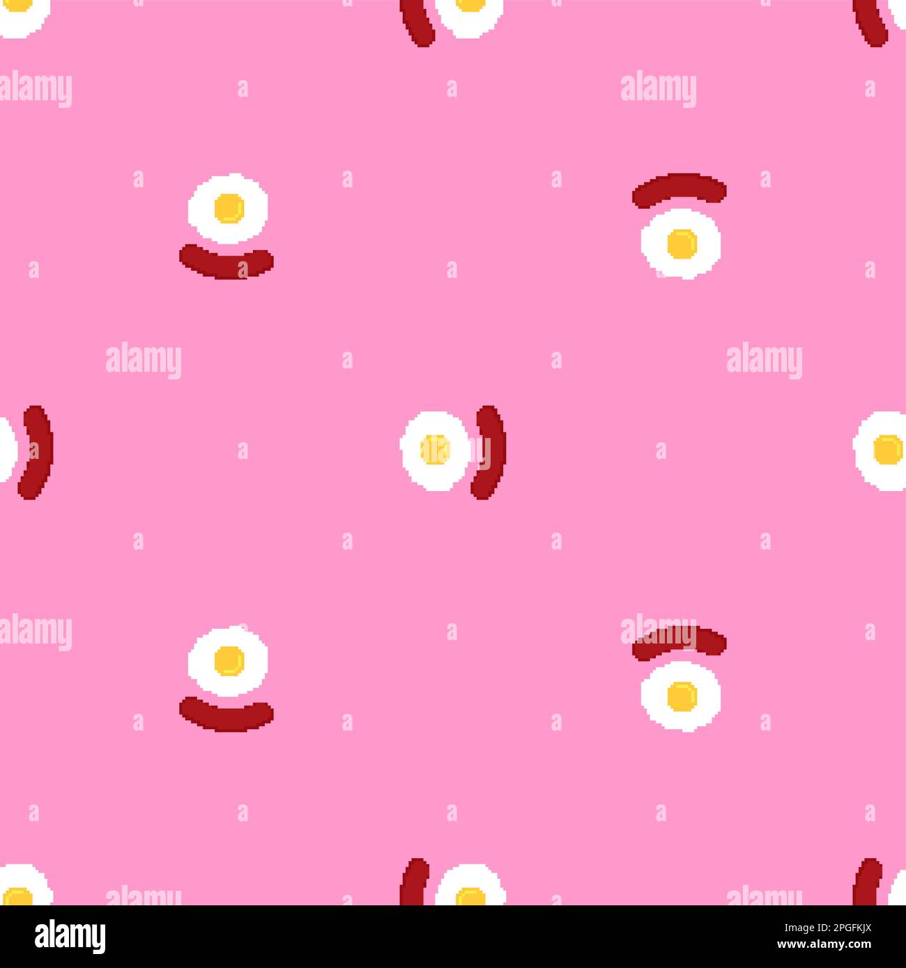 Egg and sausage pixel art pattern seamless. 8 bit Fried egg and bacon ...