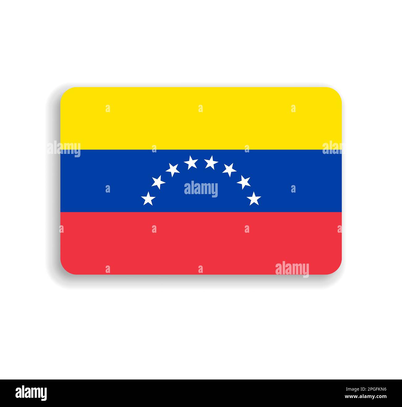 Venezuela flag - flat vector rectangle with rounded corners and dropped ...