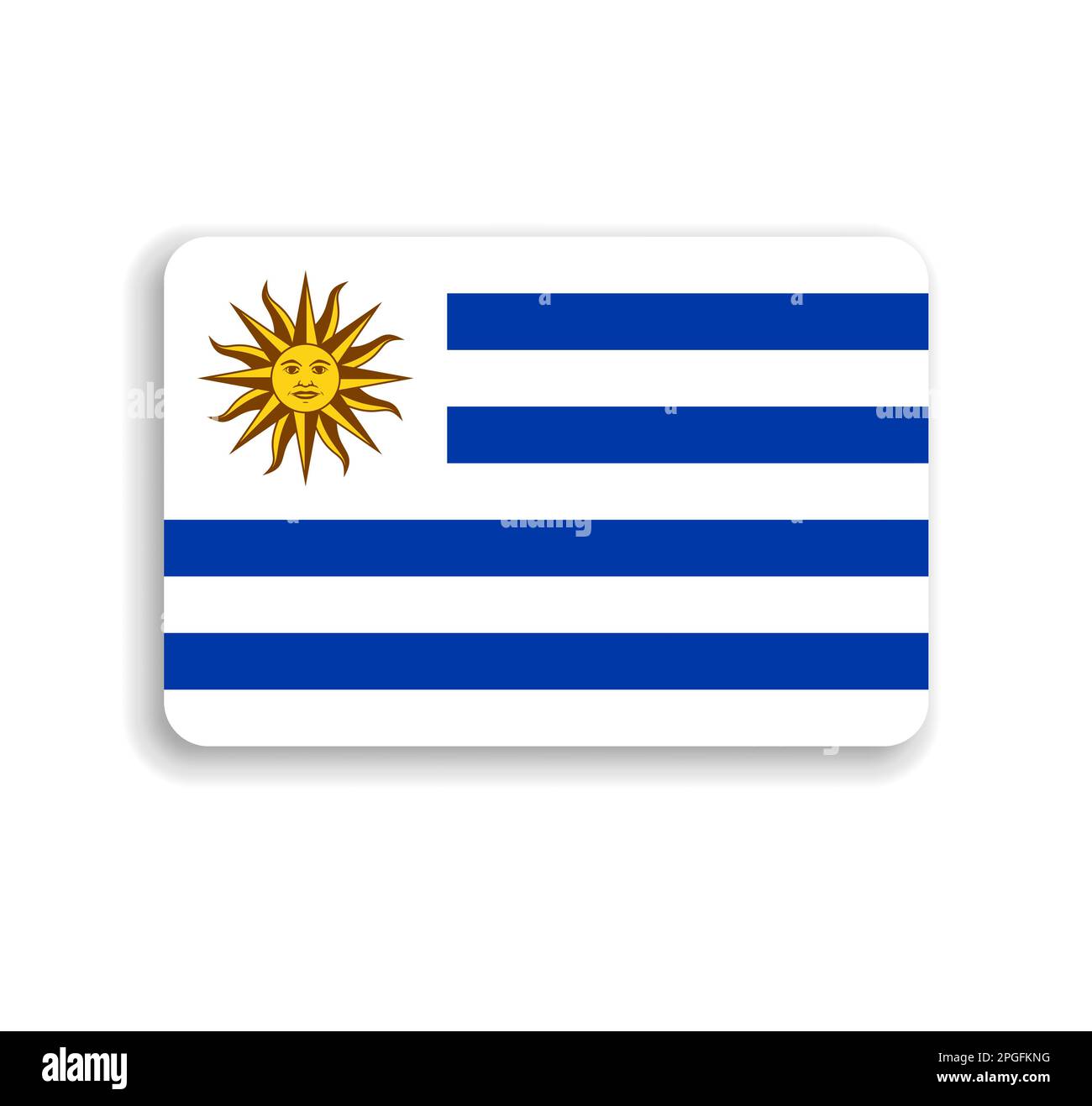 Uruguay flag - flat vector rectangle with rounded corners and dropped shadow Stock Vector Image ...