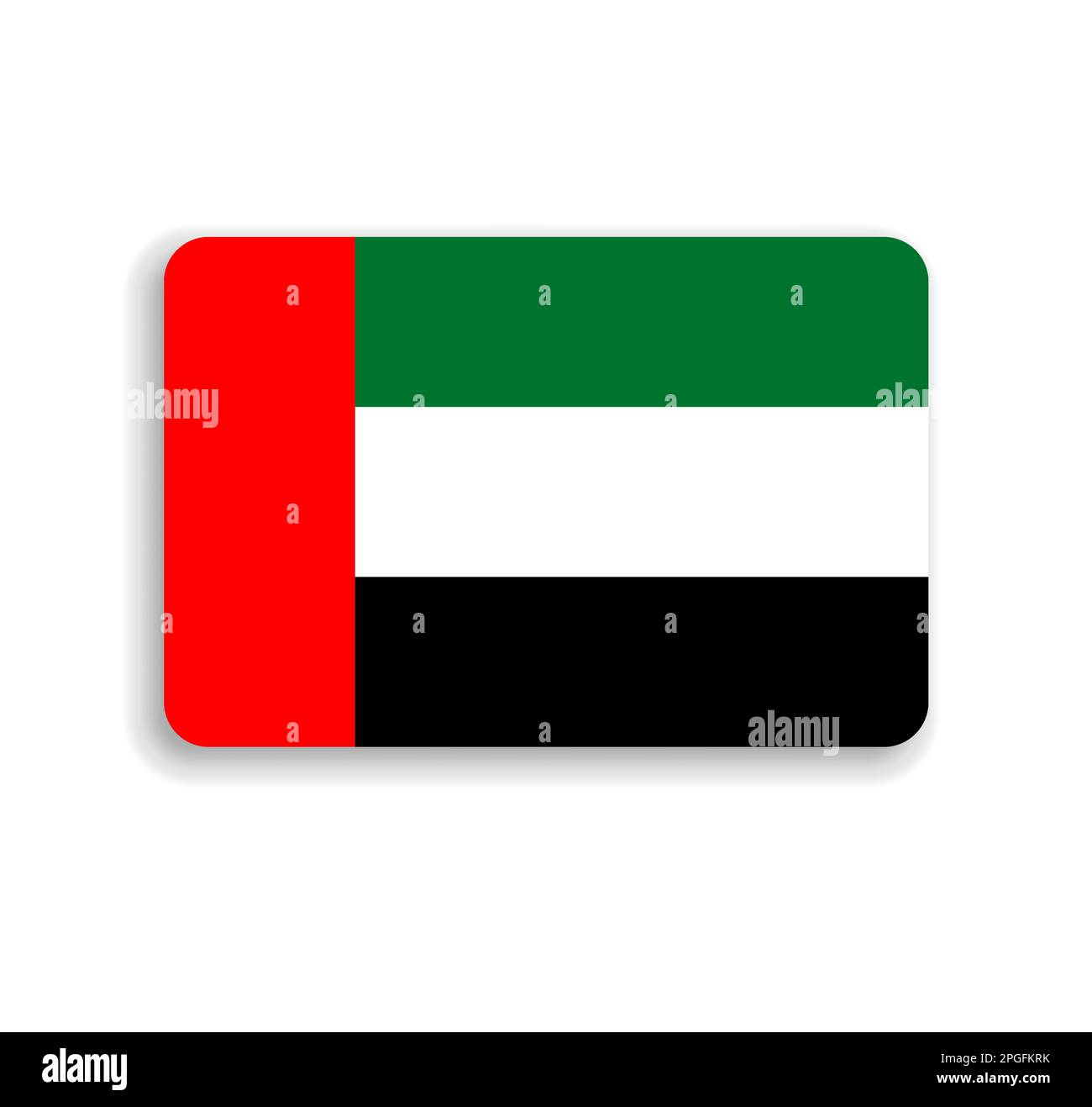 United Arab Emirates flag - flat vector rectangle with rounded corners ...