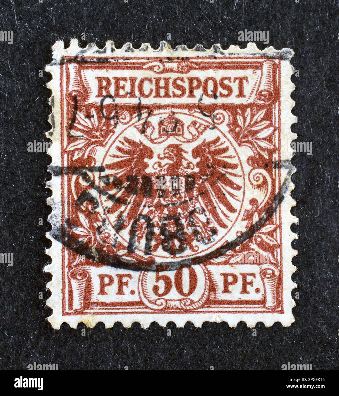Cancelled postage stamp printed by Germany, Realm, that shows Imperial ...