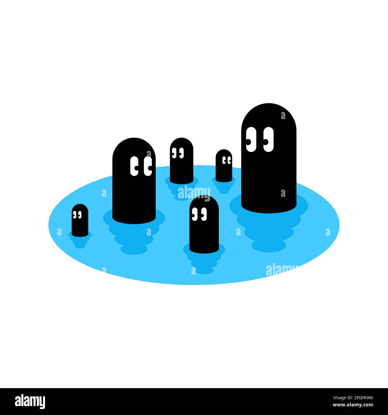 Microbes in puddle cartoon isolated. Vector illustration Stock Vector ...