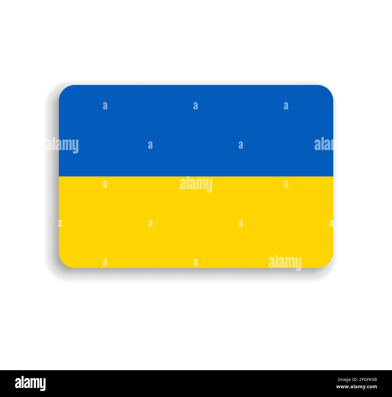 Ukraine flag - flat vector rectangle with rounded corners and dropped ...