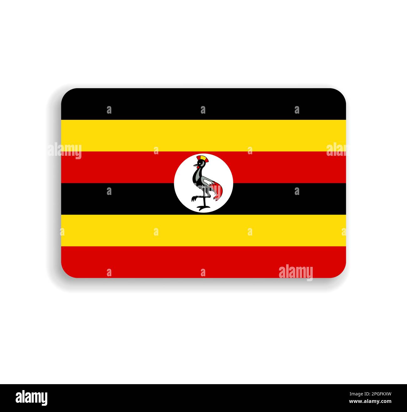 Uganda flag - flat vector rectangle with rounded corners and dropped shadow Stock Vector Image ...