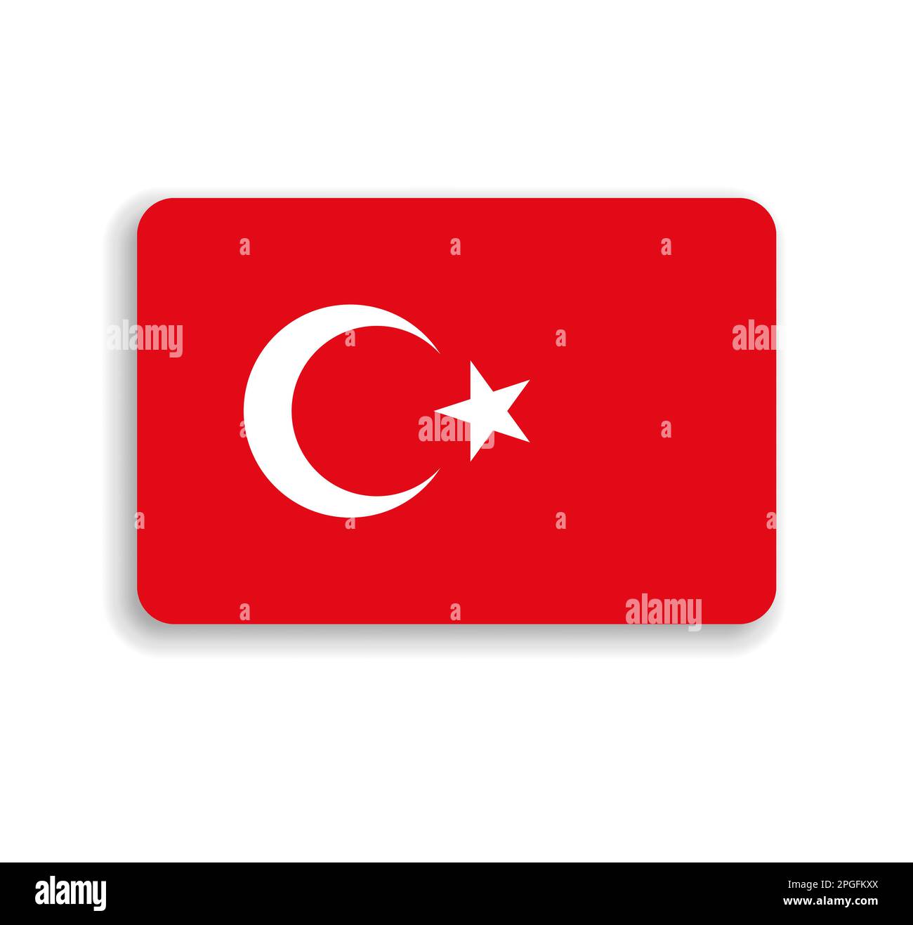 Turkey flag - flat vector rectangle with rounded corners and dropped ...
