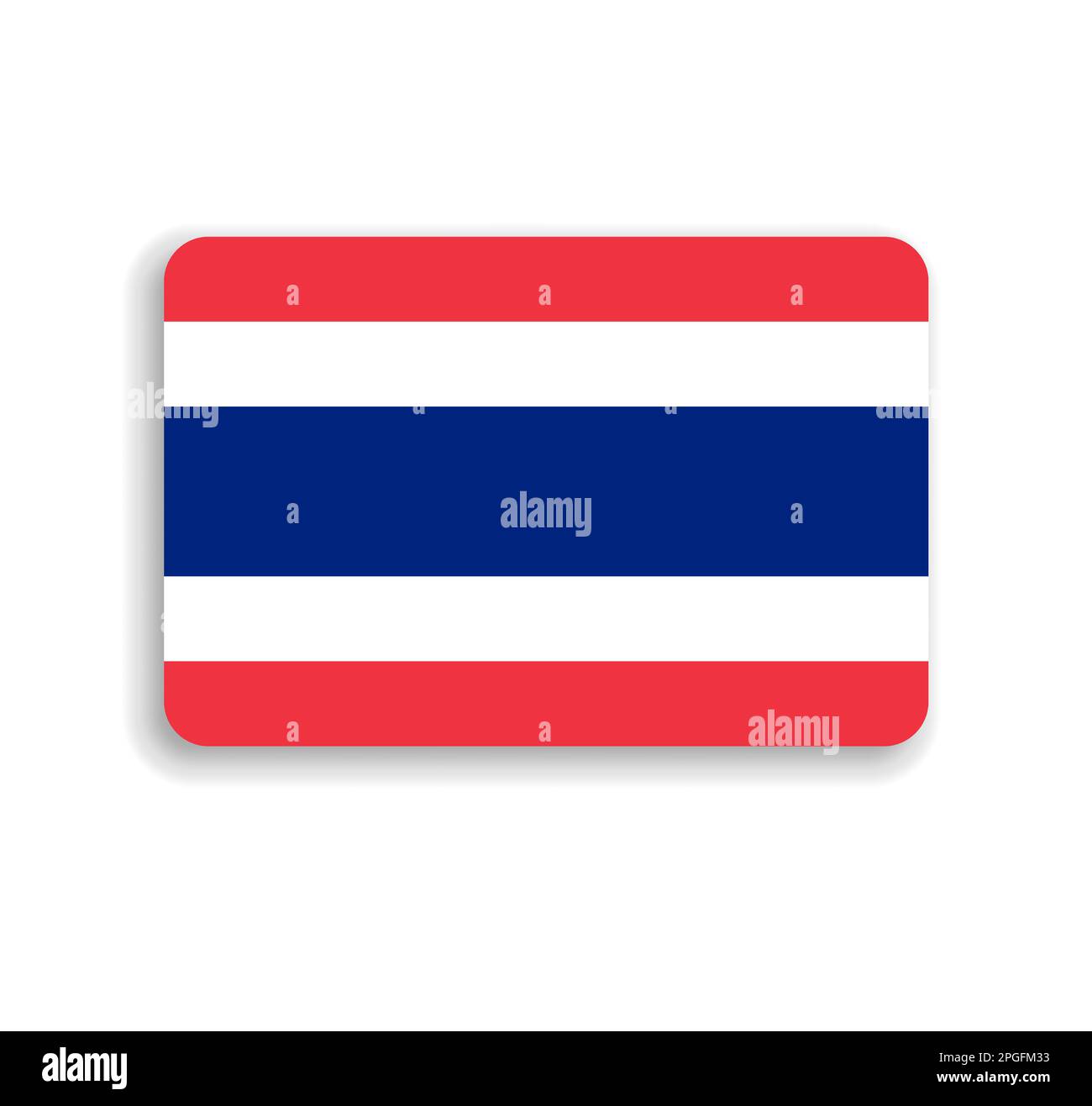 Thailand flag - flat vector rectangle with rounded corners and dropped shadow Stock Vector Image ...