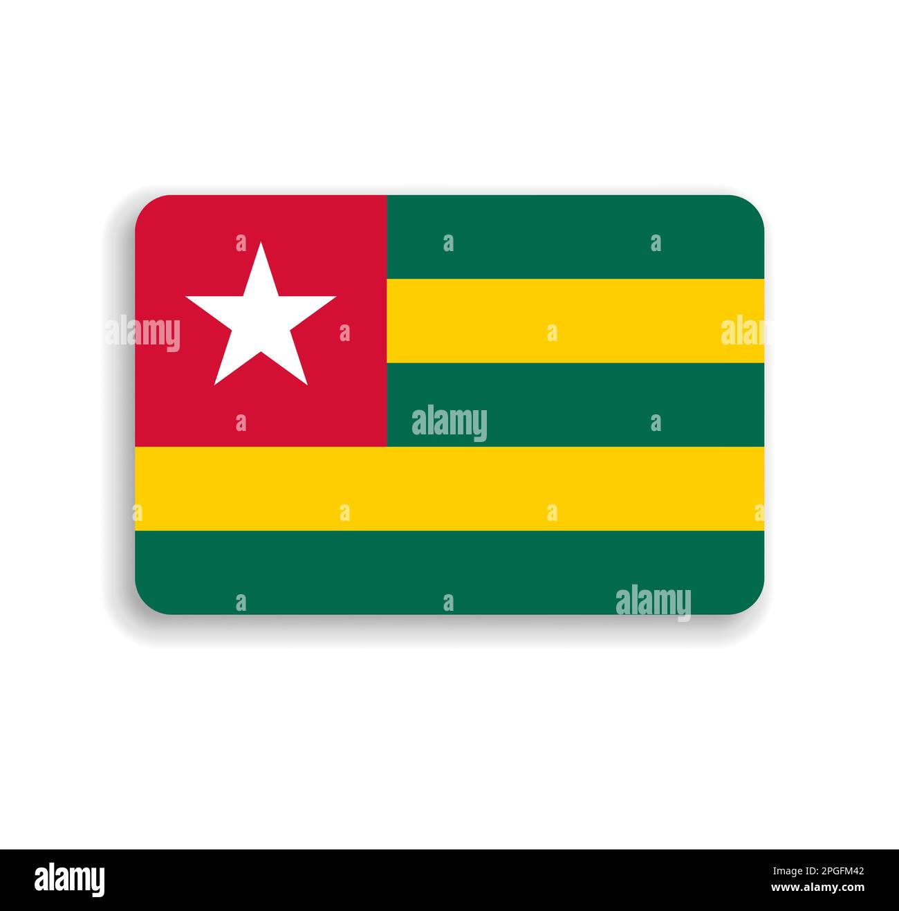 Togo flag - flat vector rectangle with rounded corners and dropped shadow Stock Vector Image ...