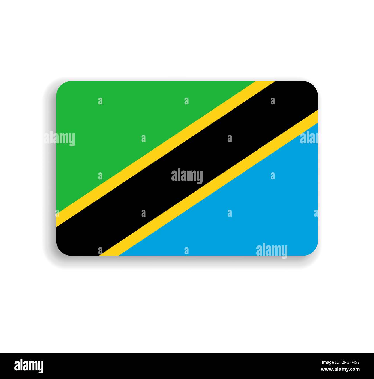 Tanzania flag - flat vector rectangle with rounded corners and dropped shadow Stock Vector Image ...