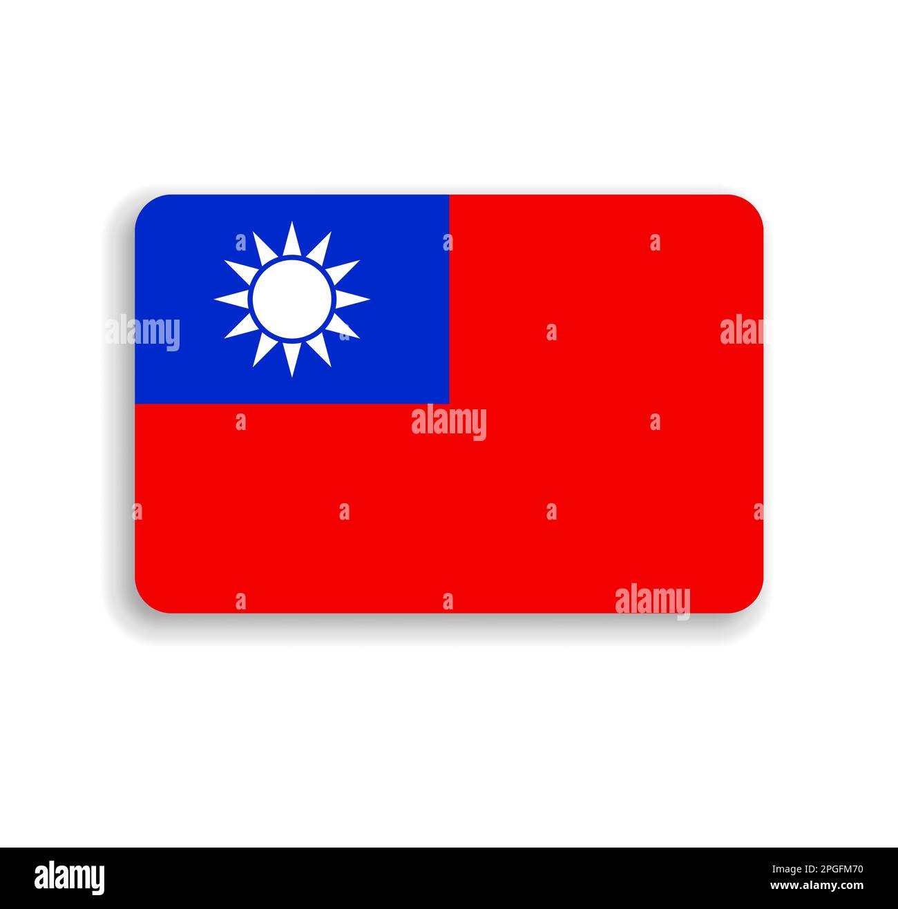Taiwan flag - flat vector rectangle with rounded corners and dropped ...