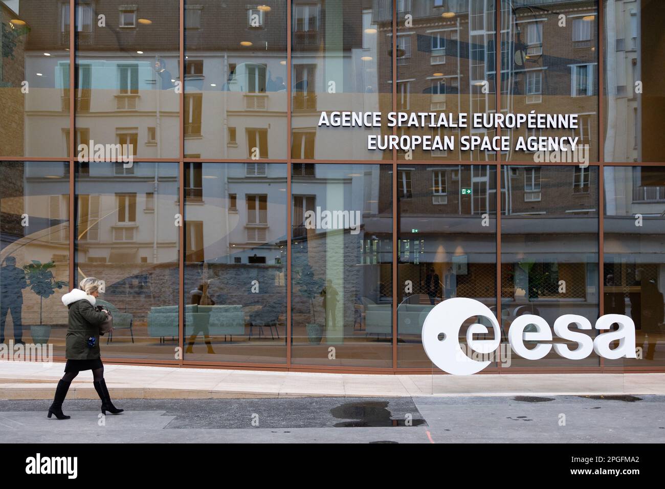 Paris, France. 22nd Mar, 2023. View of the ESA Building during the ...
