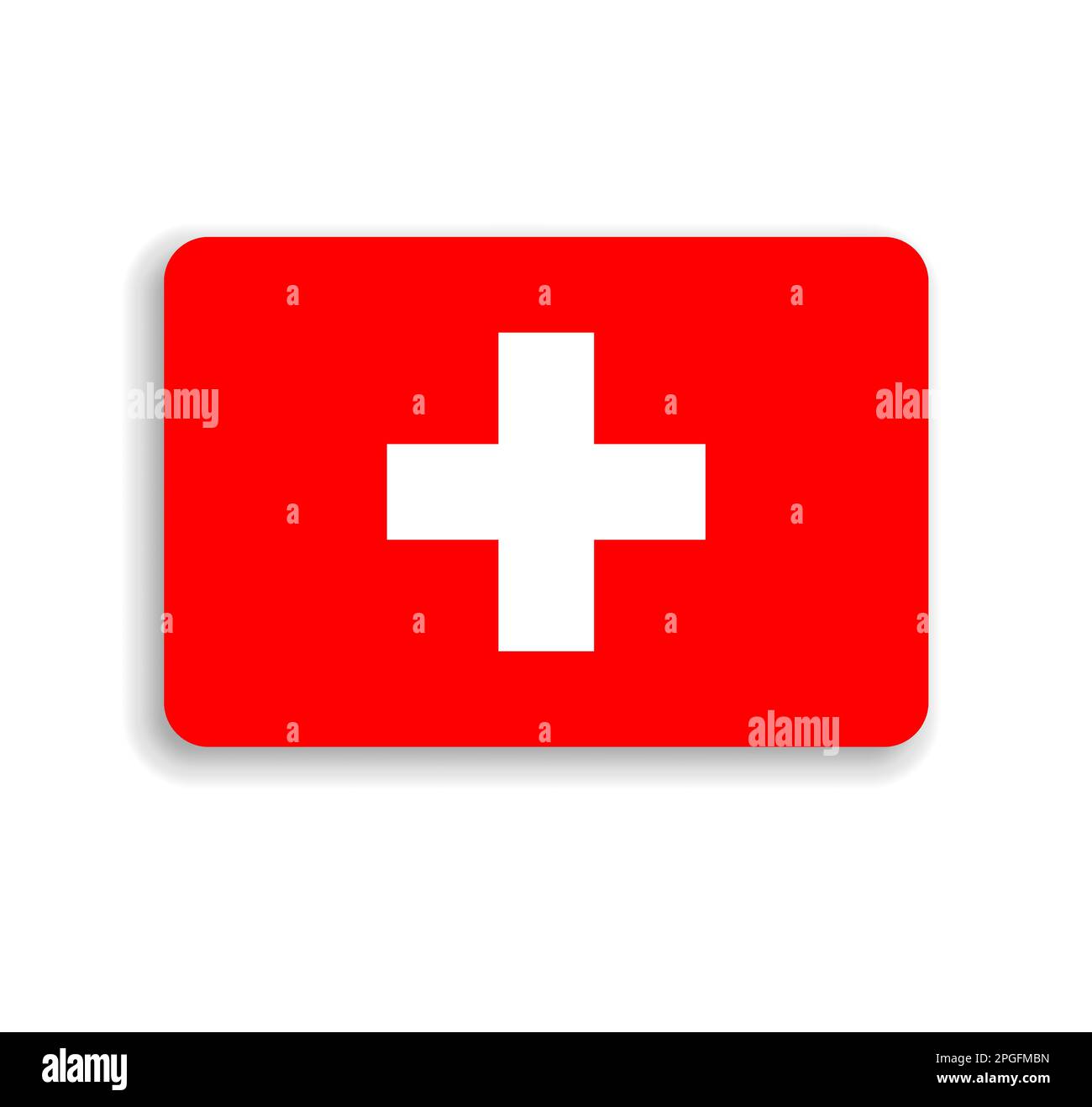 Switzerland flag - flat vector rectangle with rounded corners and ...