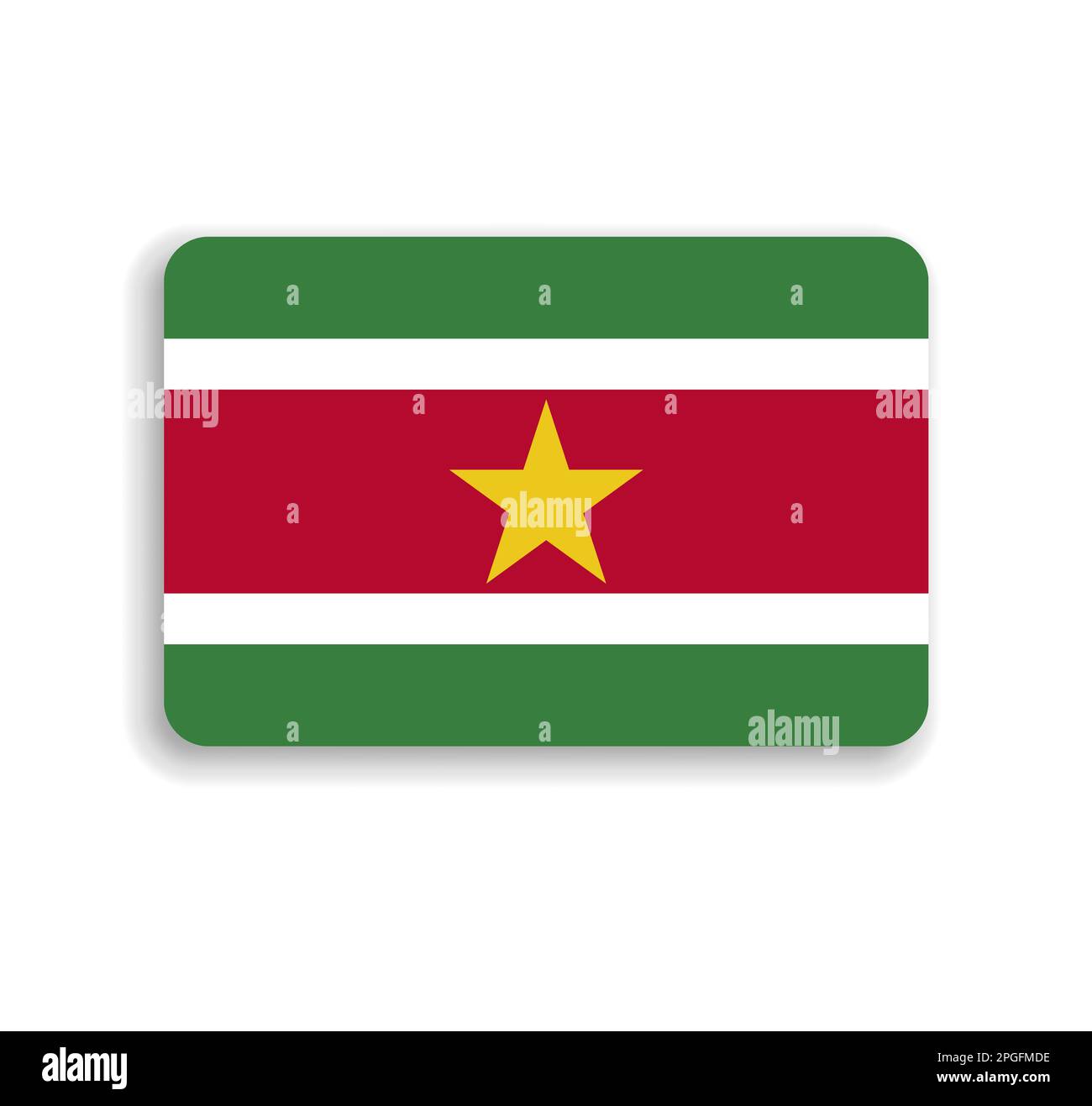 Suriname flag - flat vector rectangle with rounded corners and dropped shadow Stock Vector Image ...