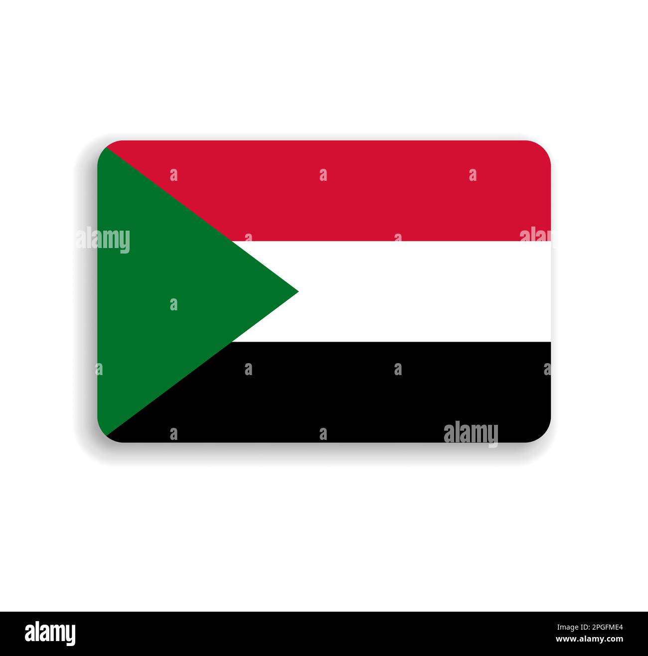 Sudan flag - flat vector rectangle with rounded corners and dropped shadow Stock Vector Image ...