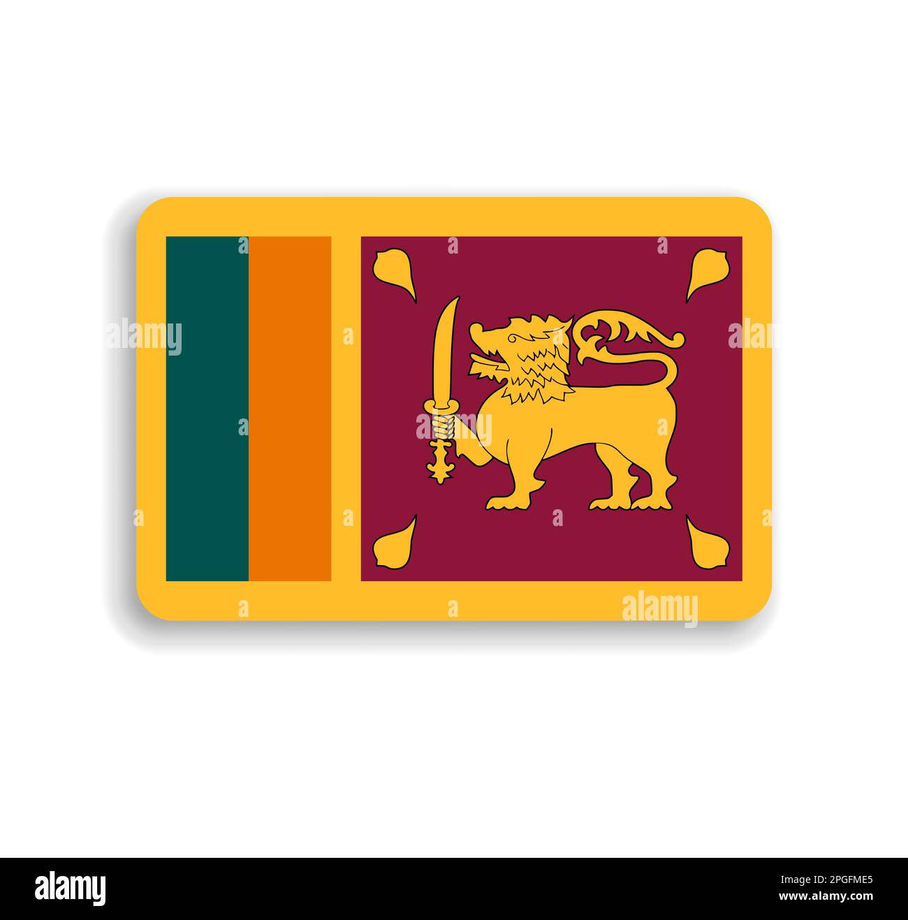Sri Lanka flag - flat vector rectangle with rounded corners and dropped shadow Stock Vector ...
