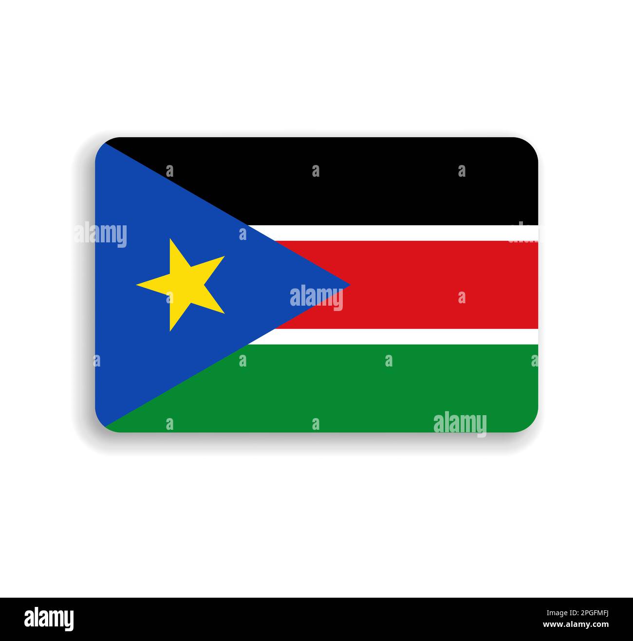 South Sudan flag - flat vector rectangle with rounded corners and dropped shadow Stock Vector ...