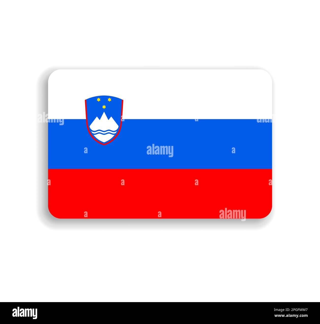 Slovenia flag - flat vector rectangle with rounded corners and dropped ...