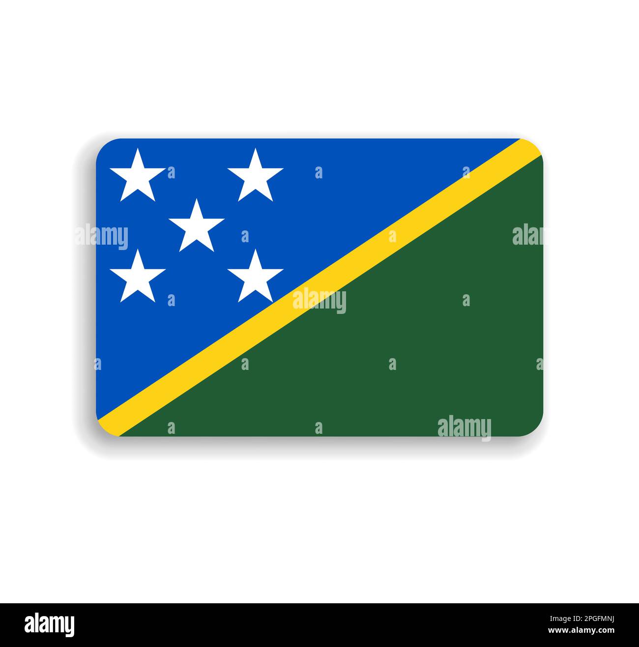 Solomon Islands flag - flat vector rectangle with rounded corners and ...