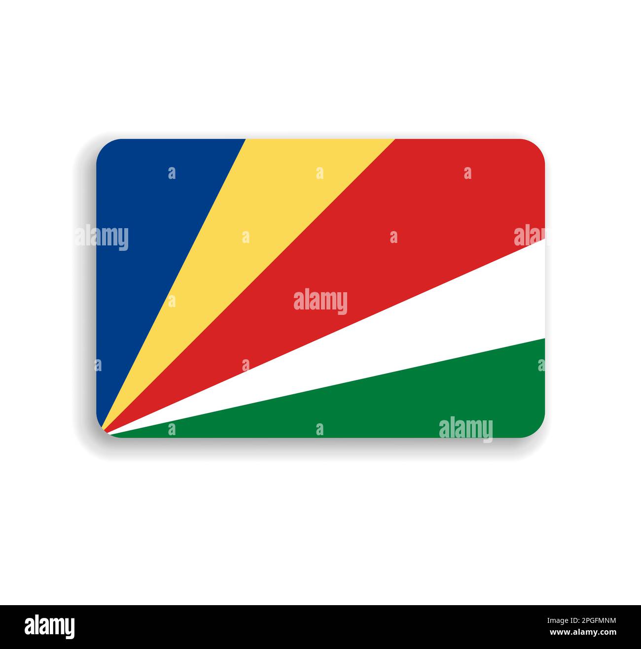 Seychelles flag - flat vector rectangle with rounded corners and dropped shadow Stock Vector ...