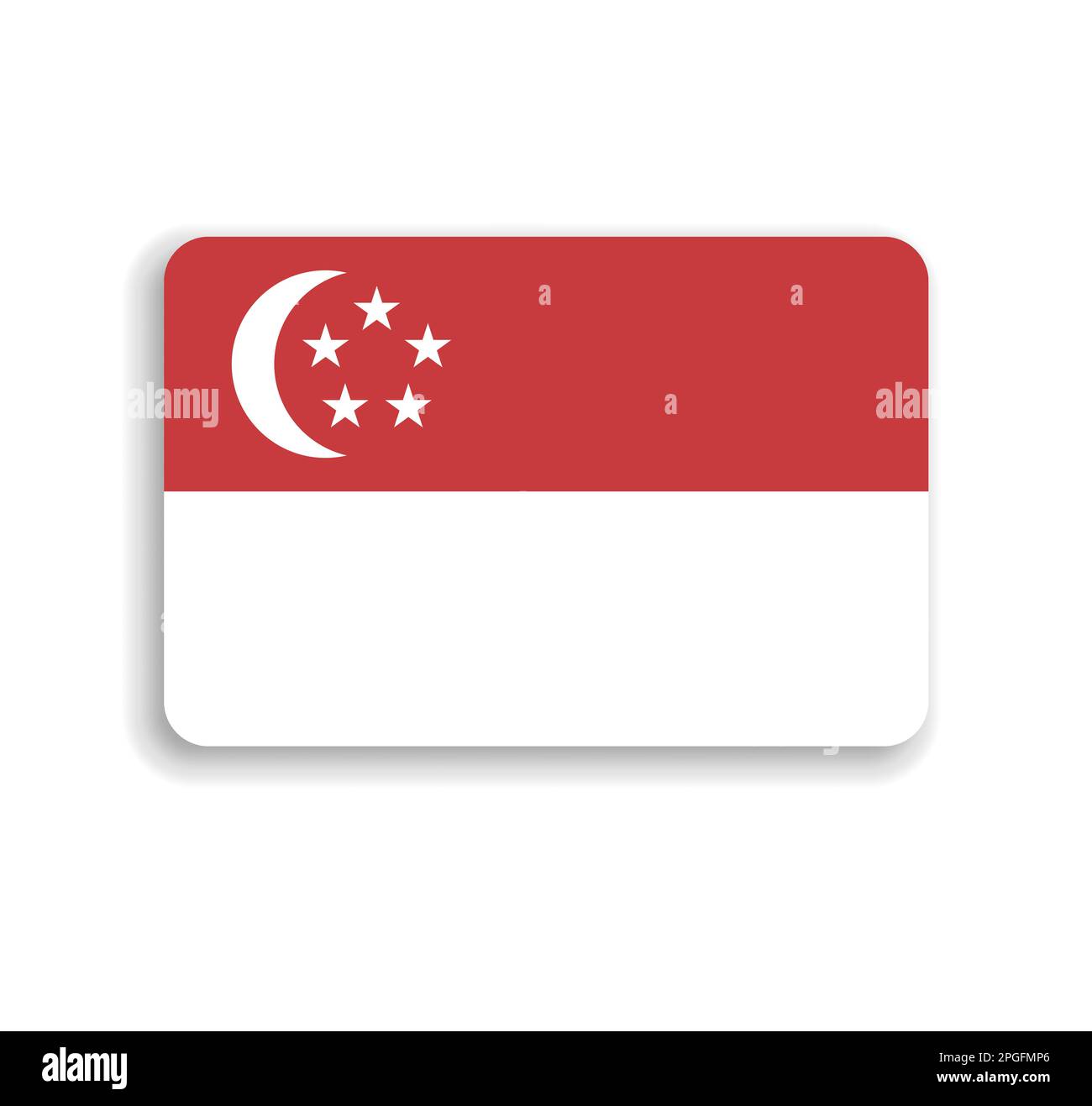 Singapore flag - flat vector rectangle with rounded corners and dropped ...