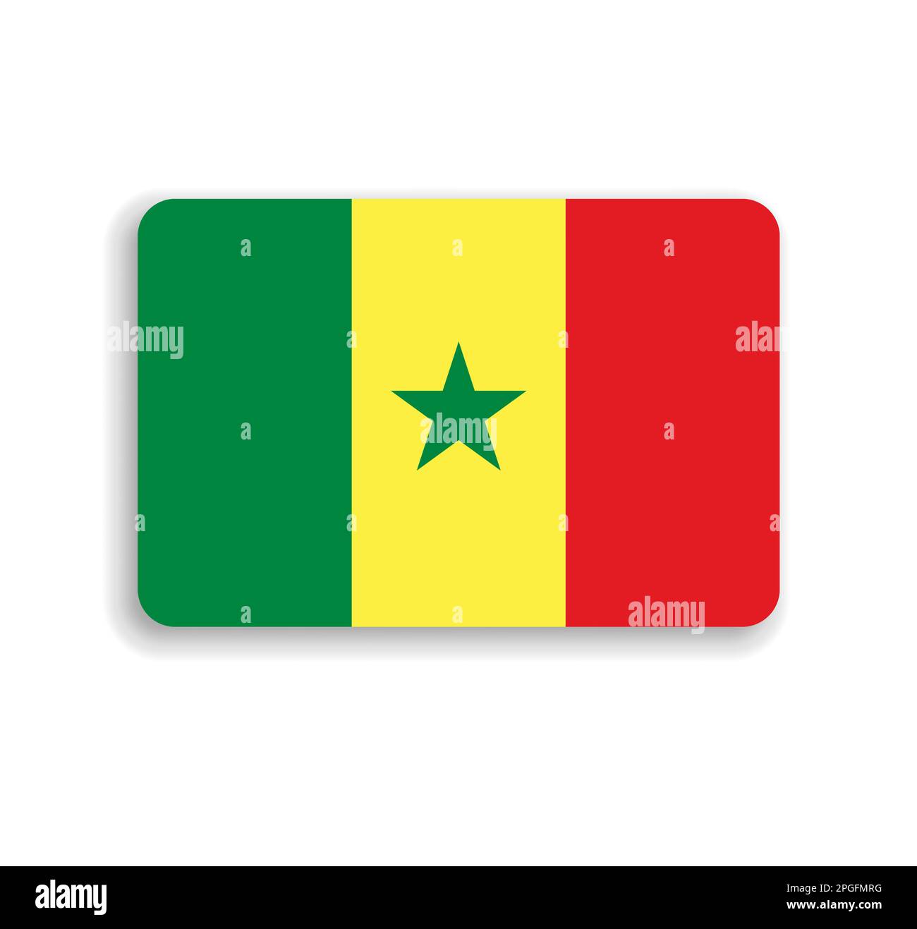 Senegal flag - flat vector rectangle with rounded corners and dropped ...