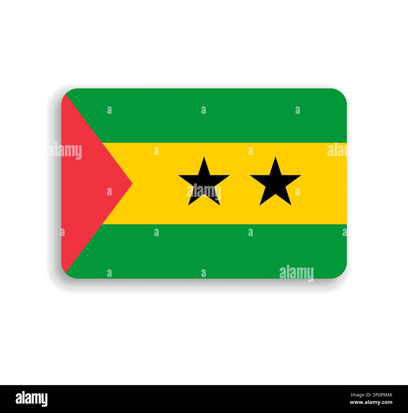 Sao Tome and Principe flag - flat vector rectangle with rounded corners and dropped shadow Stock ...