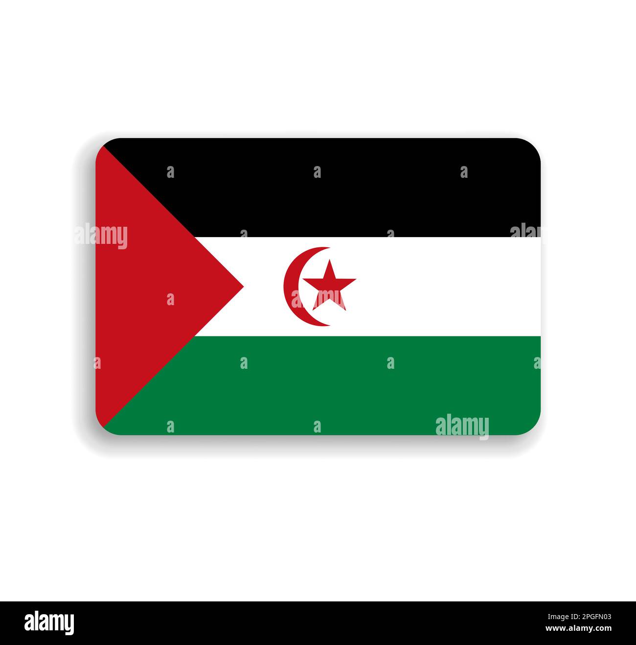 Sahrawi Arab Democratic Republic flag - flat vector rectangle with rounded corners and dropped ...