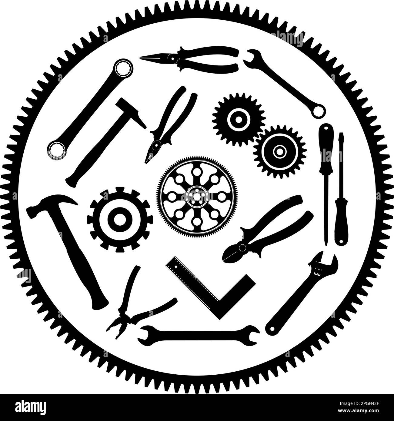 Working Tools Icon Set Flat Vector Illustration Stock Vector Image