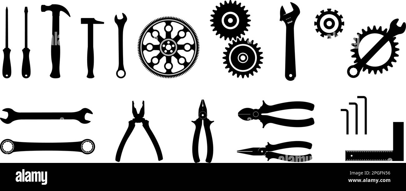 Working tools icon set. Flat vector illustration Stock Vector Image ...