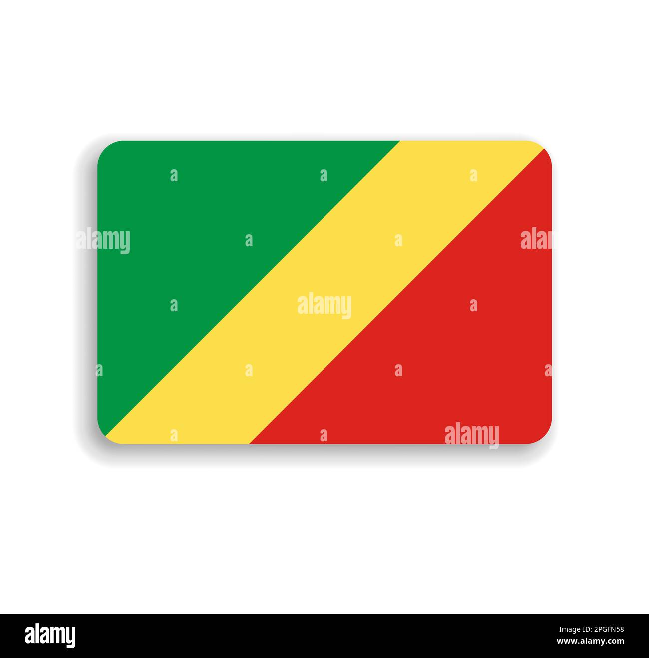 Republic of the Congo flag - flat vector rectangle with rounded corners and dropped shadow Stock ...