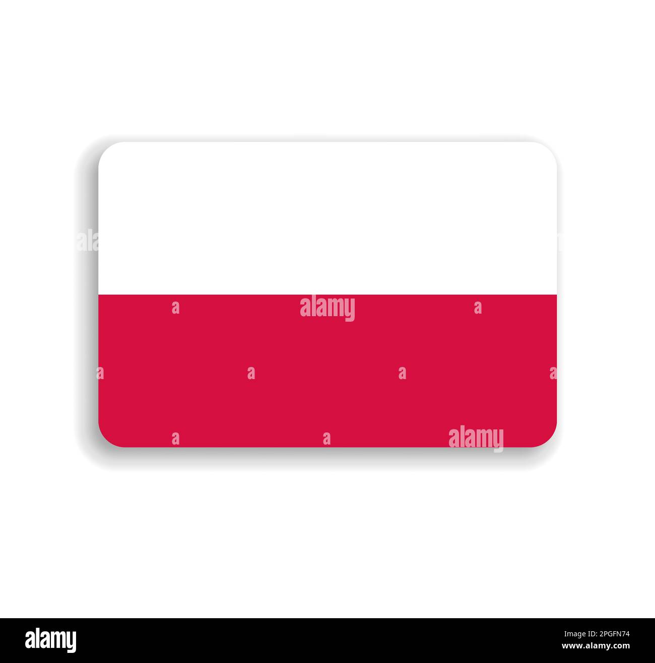 Poland flag - flat vector rectangle with rounded corners and dropped ...