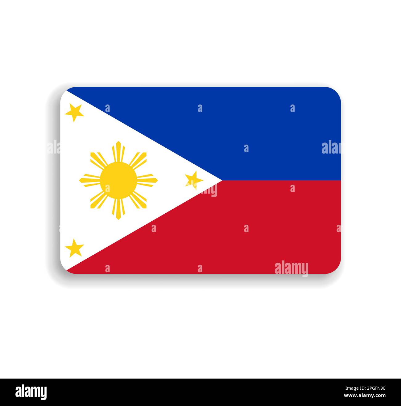 Philippines flag - flat vector rectangle with rounded corners and ...
