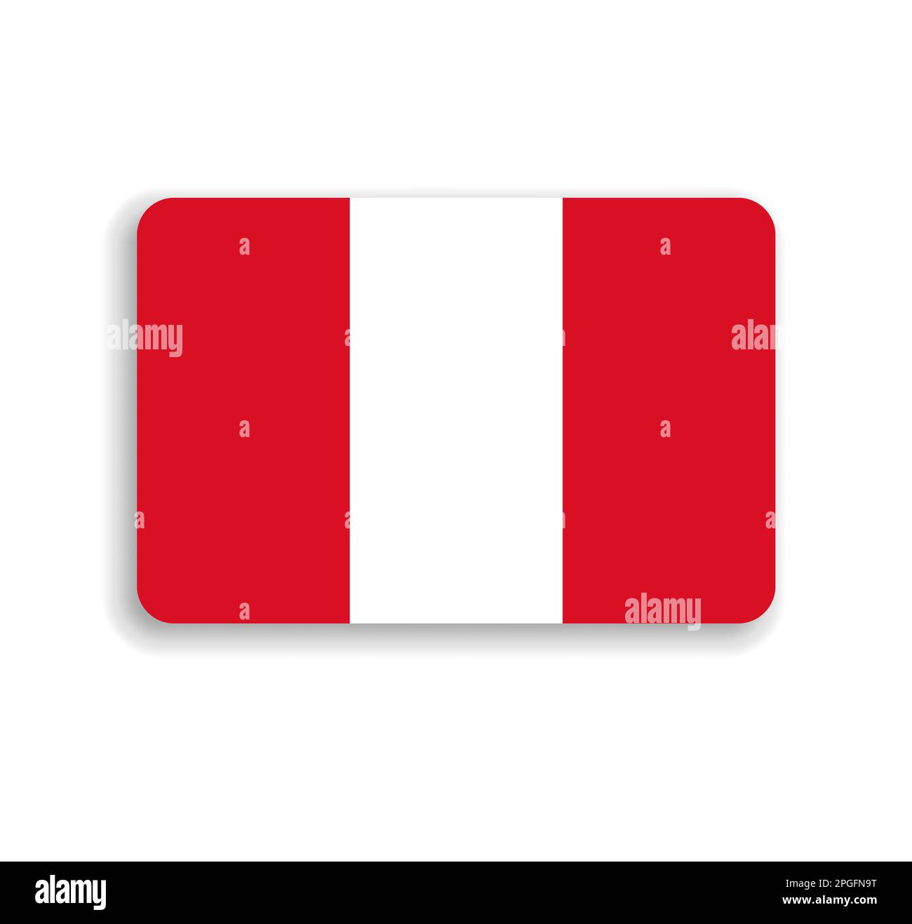 Peru flag - flat vector rectangle with rounded corners and dropped shadow Stock Vector Image ...