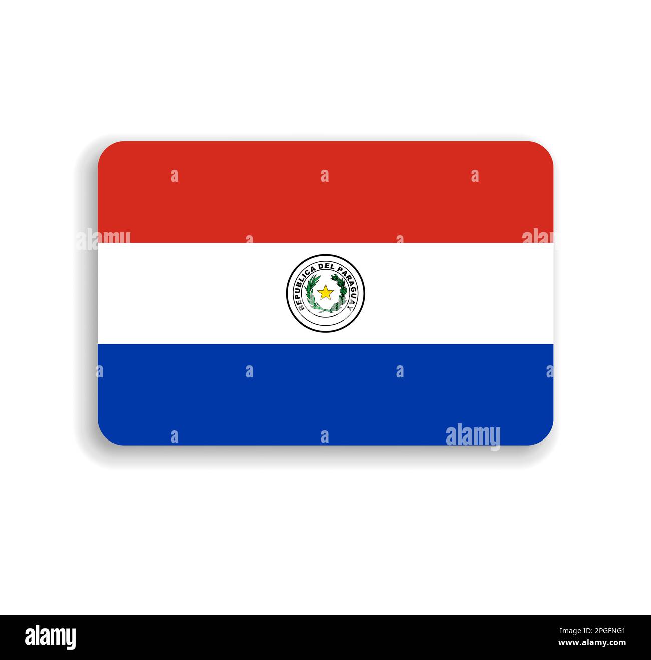 Paraguay flag - flat vector rectangle with rounded corners and dropped shadow Stock Vector Image ...