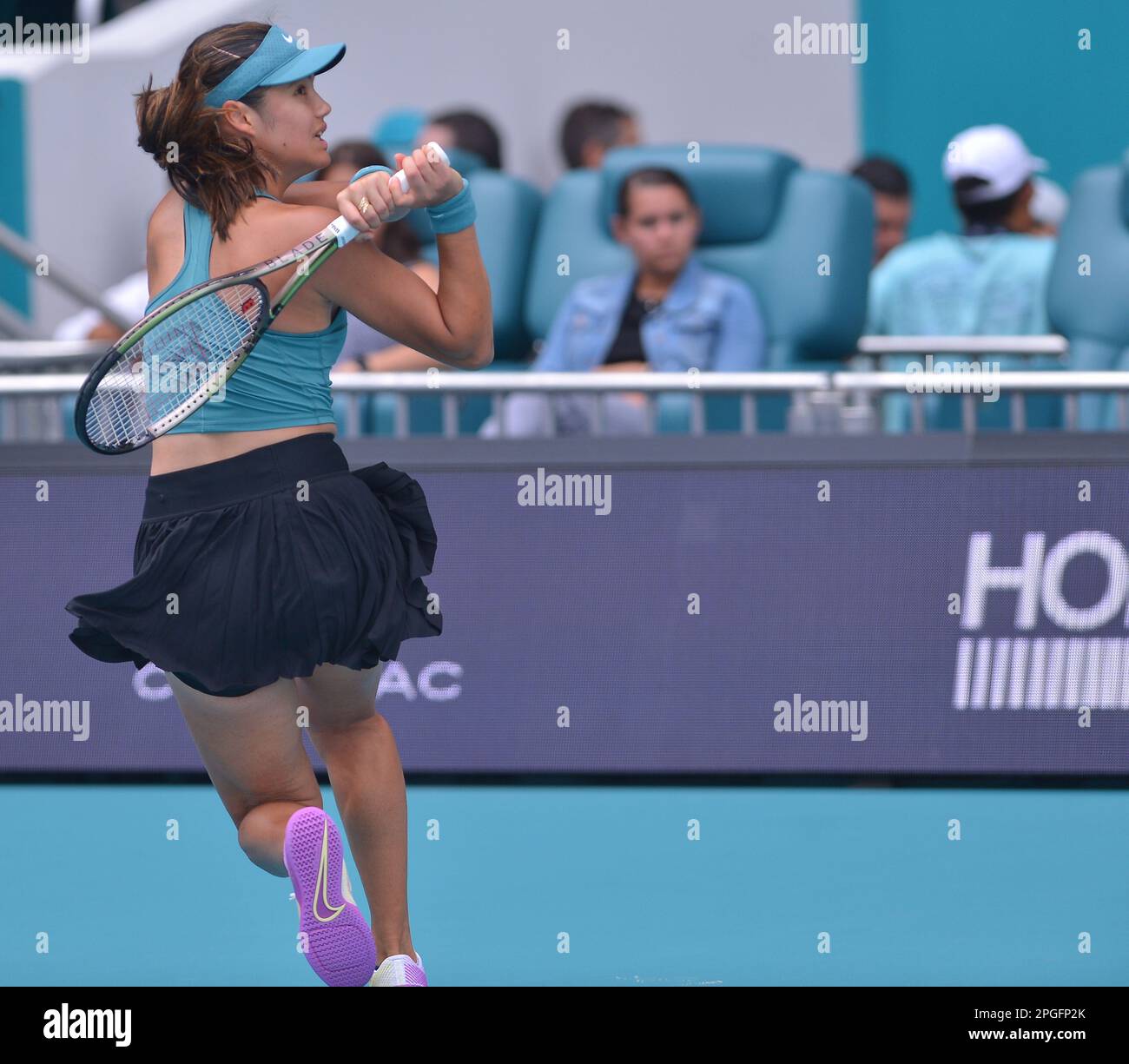 Miami Gardens, USA. 22nd Mar, 2023. MIAMI GARDENS, FLORIDA - MARCH 22: Emma Raducanu (GBR) vs ...
