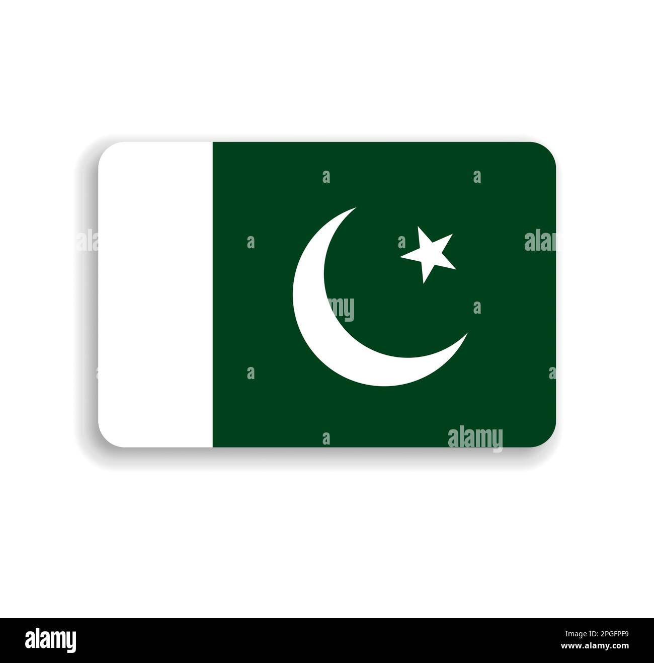 Pakistan flag - flat vector rectangle with rounded corners and dropped ...