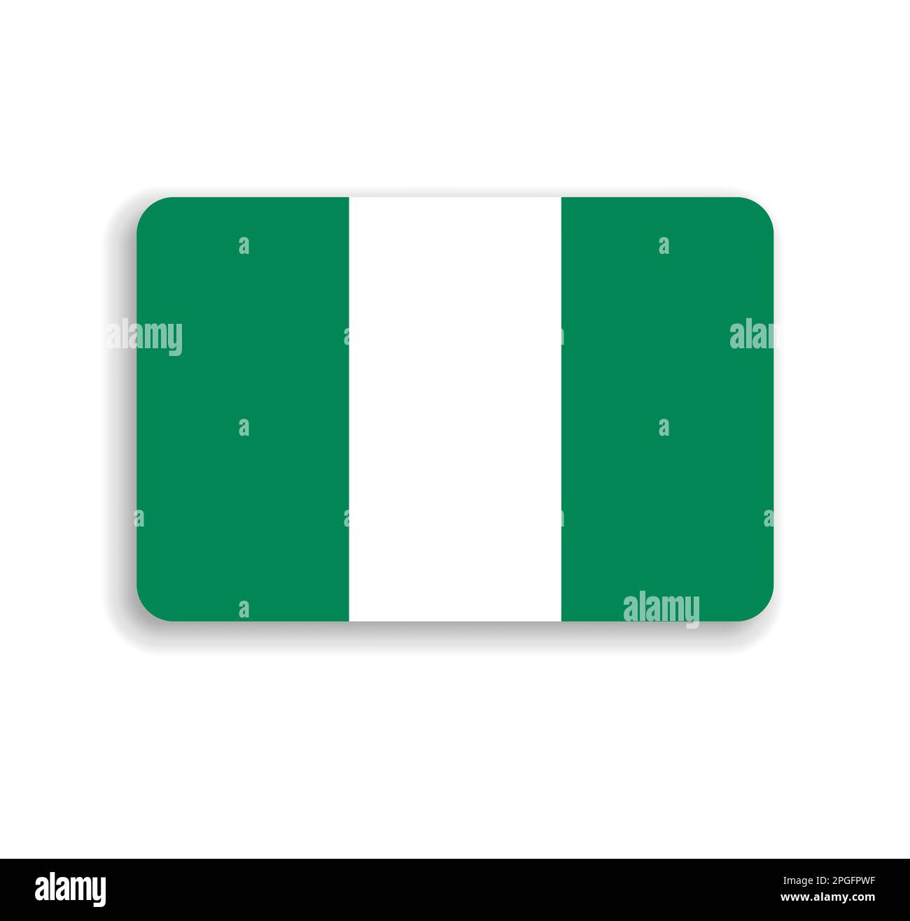 Nigeria flag - flat vector rectangle with rounded corners and dropped shadow Stock Vector Image ...
