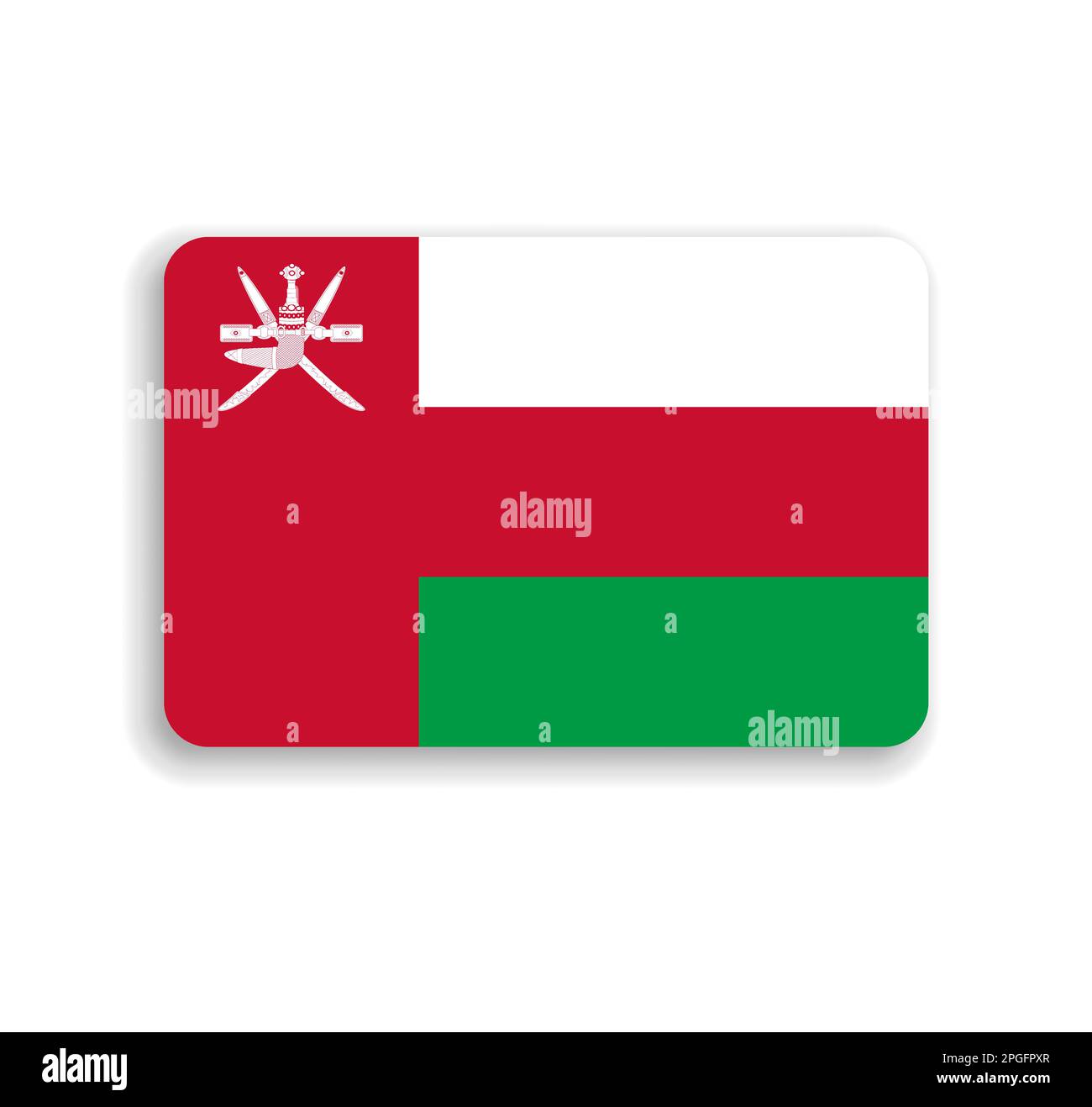 Oman flag - flat vector rectangle with rounded corners and dropped ...