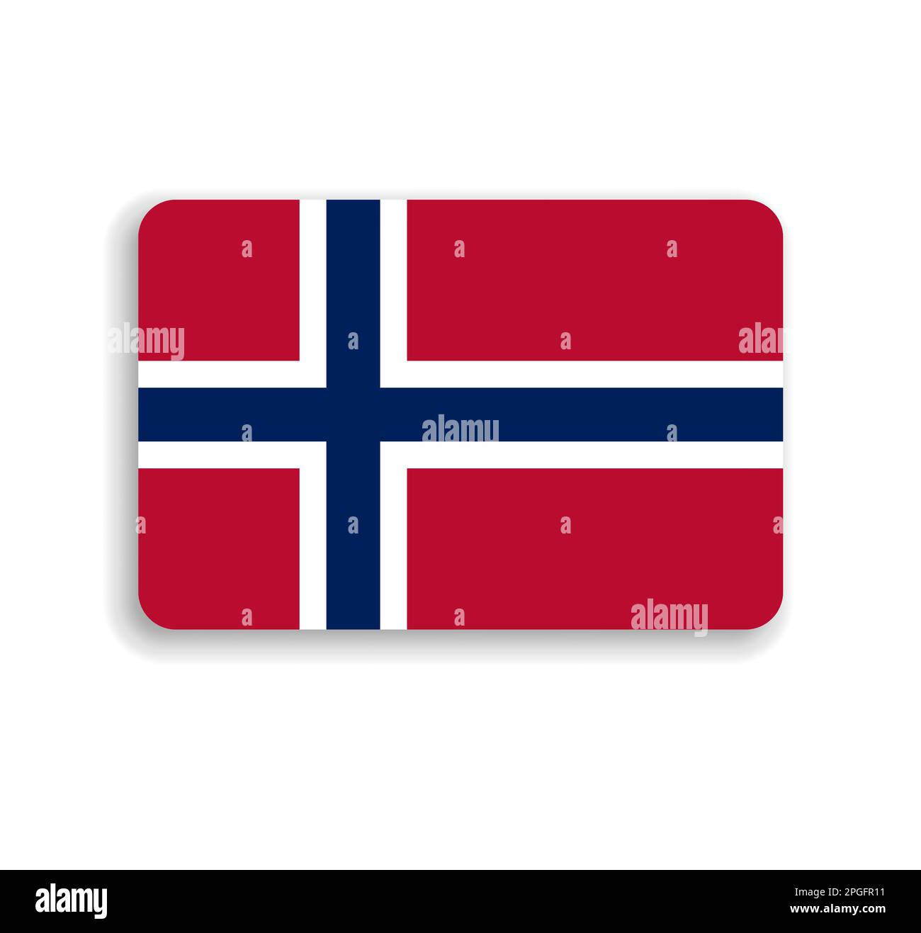 Norway flag - flat vector rectangle with rounded corners and dropped ...
