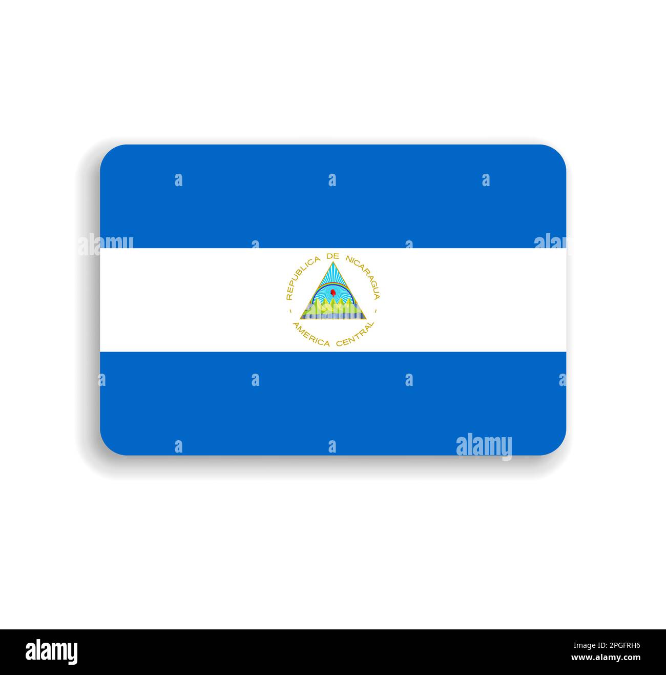 Nicaragua flag - flat vector rectangle with rounded corners and dropped ...