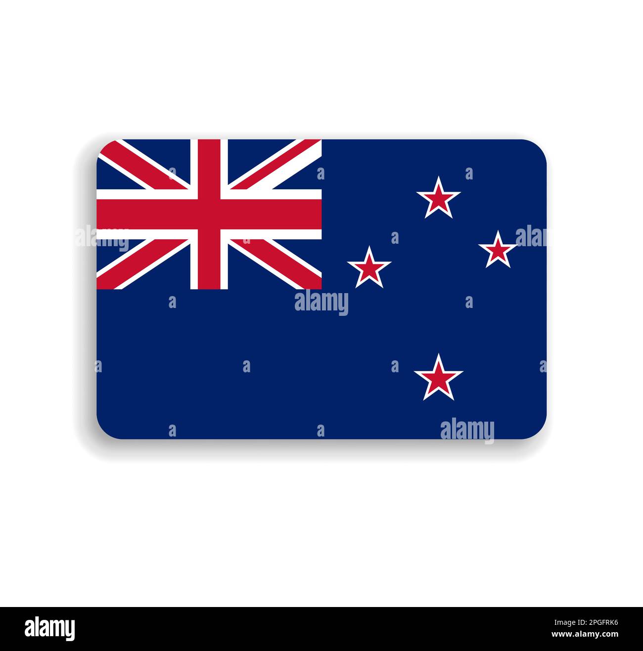 New Zealand flag - flat vector rectangle with rounded corners and ...