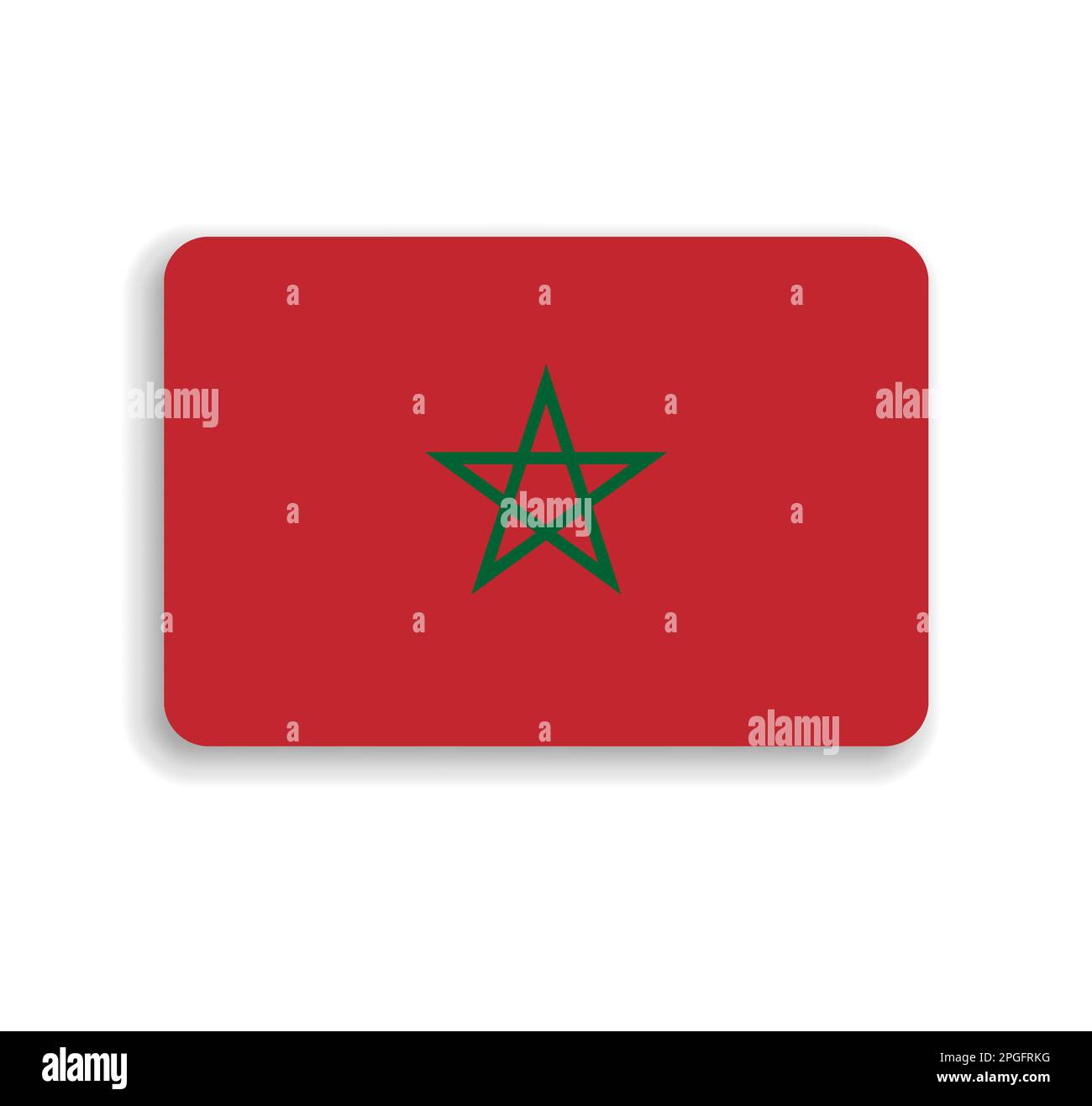 Morocco flag - flat vector rectangle with rounded corners and dropped ...