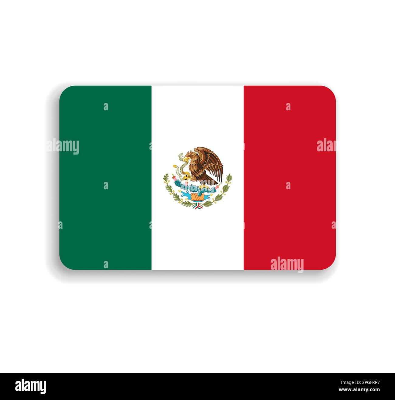 Mexico flag - flat vector rectangle with rounded corners and dropped ...