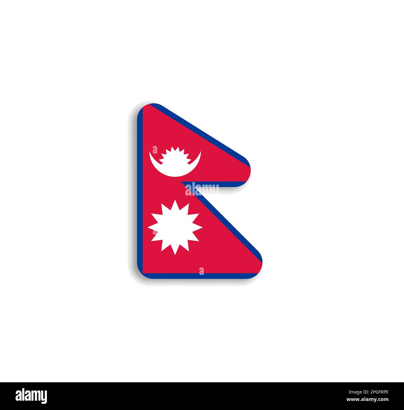 Nepal flag - flat vector rectangle with rounded corners and dropped ...