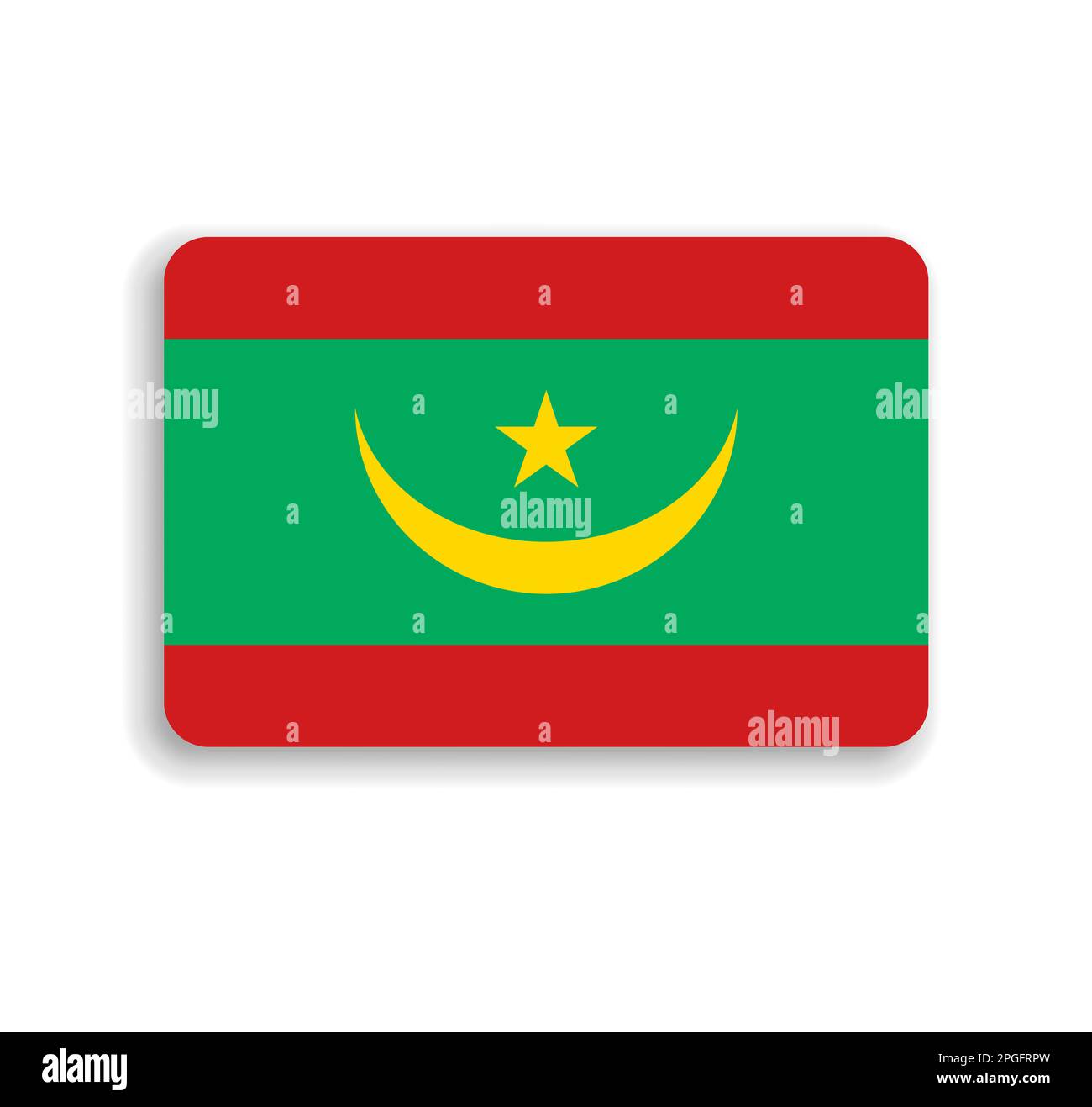Mauritania flag - flat vector rectangle with rounded corners and dropped shadow Stock Vector ...