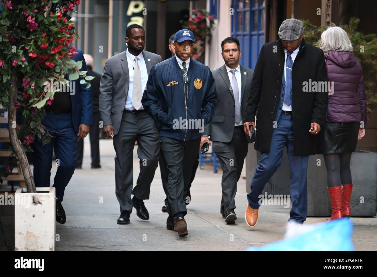 New York, USA. 22nd Mar, 2023. New York City Mayor Adams seen leaving ...