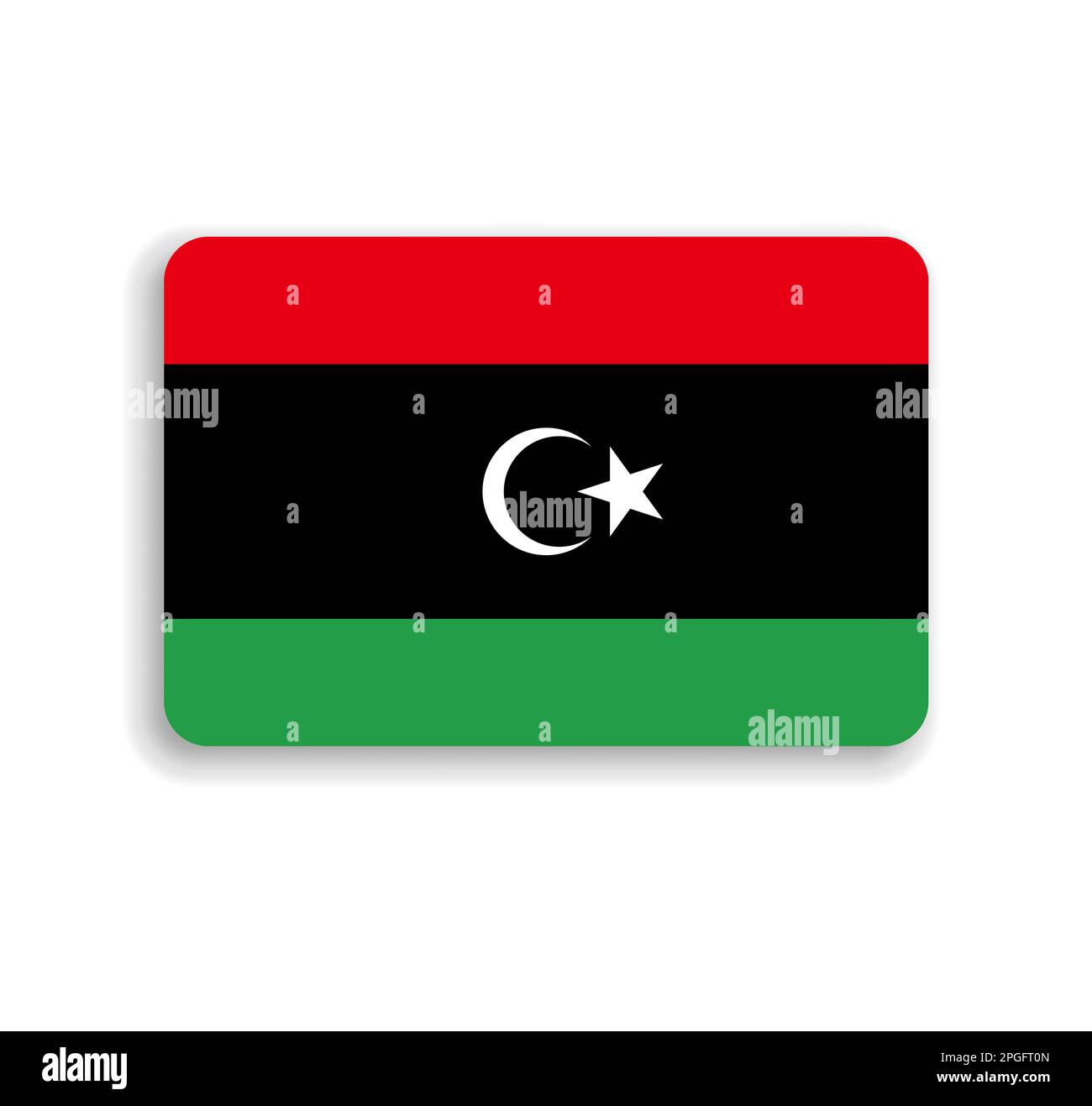 Libya flag - flat vector rectangle with rounded corners and dropped shadow Stock Vector Image ...